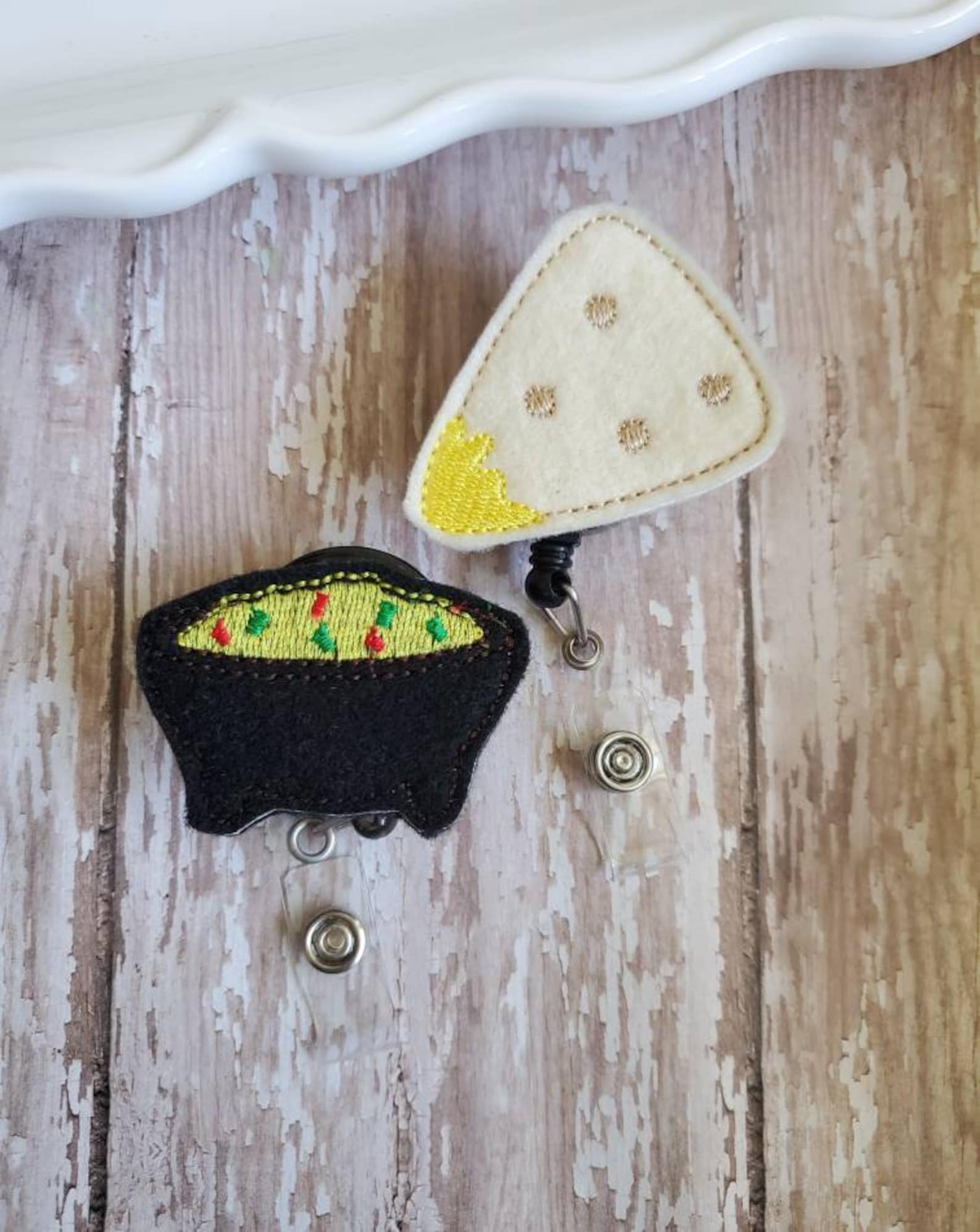 Food Badge Reel Salsa Badge Holder Chip Badge Reel - Etsy