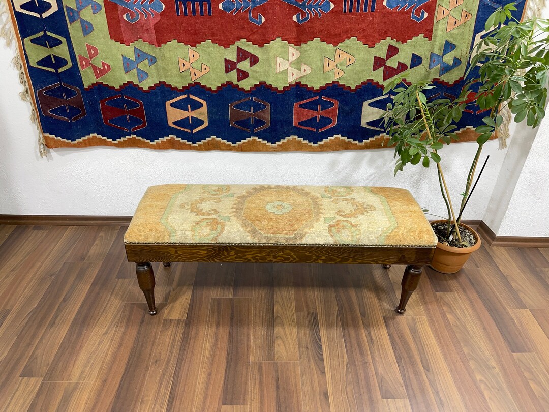 Vintage Turkish Bench, Ottoman Vintage Pouf, Ottoman Bench, Handmade ...