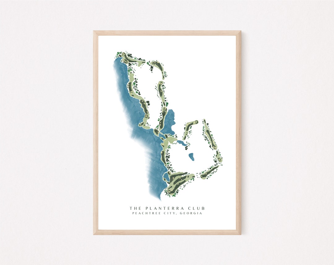 Personalized Golf Course Map Wall Art Print, Watercolor Hand Drawn ...