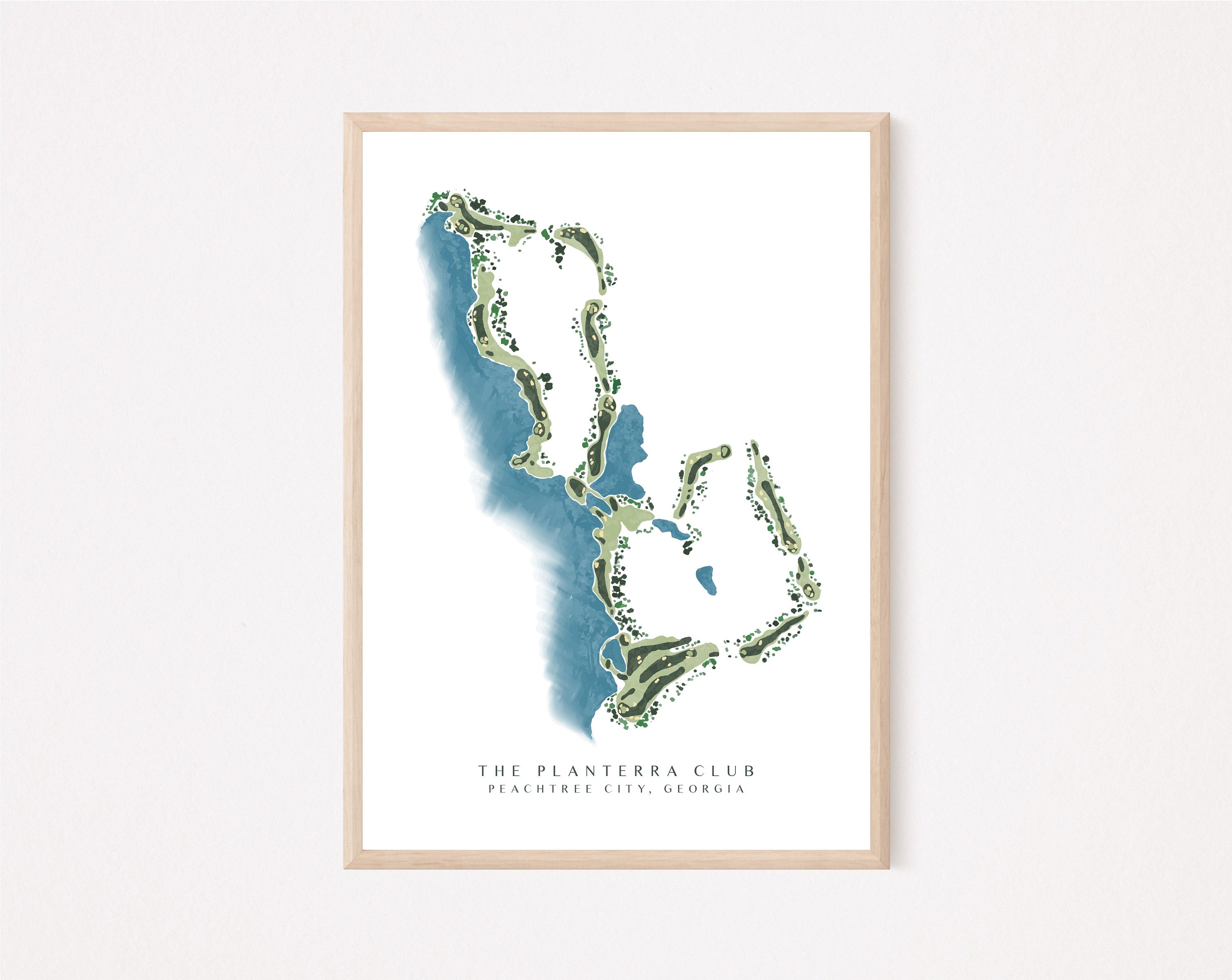 Personalized Golf Course Map Wall Art Print, Watercolor Hand Drawn ...