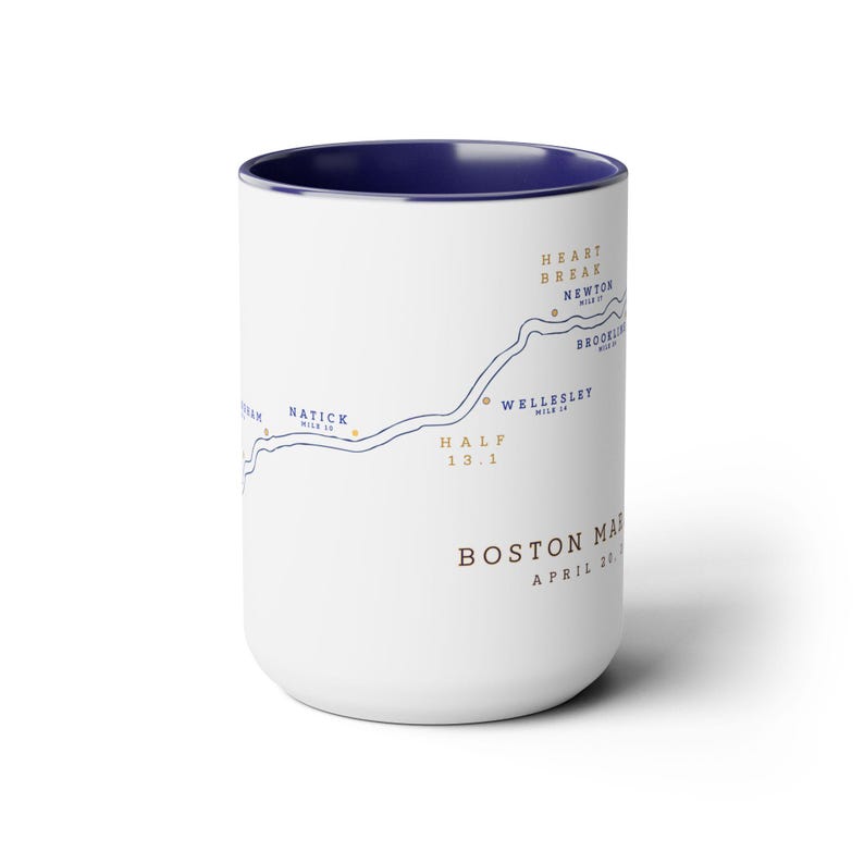 2026 Boston MarathonCourse Map zweifarbige Kaffeetasse, Marathonläufer ...