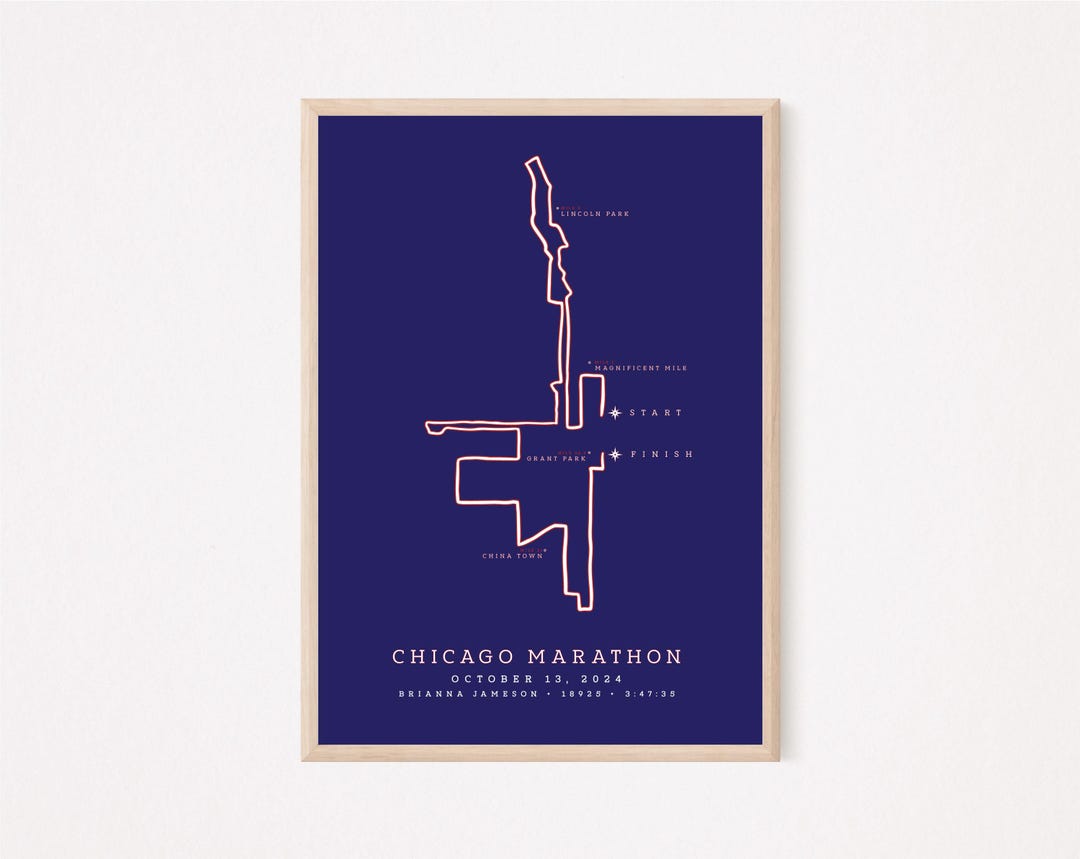 Chicago Marathon Course Print, Personalize Race Route Poster, Running ...