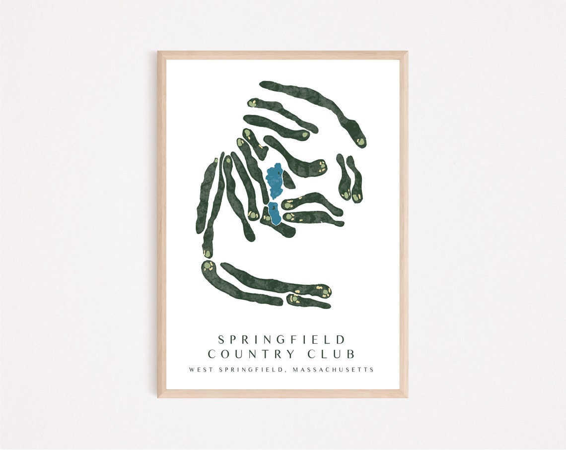 Personalized Golf Course Map Wall Art Print, Watercolor Hand Drawn ...