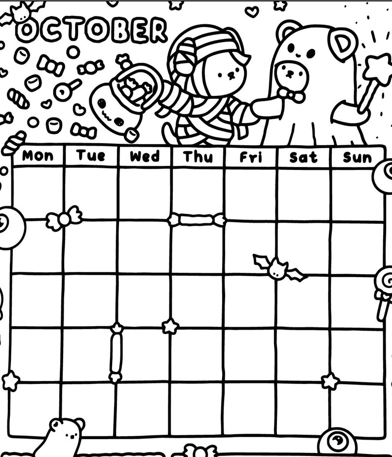 2026 Monthly Planner Coloring Calendar PDF, Bold and Easy Aesthetic ...