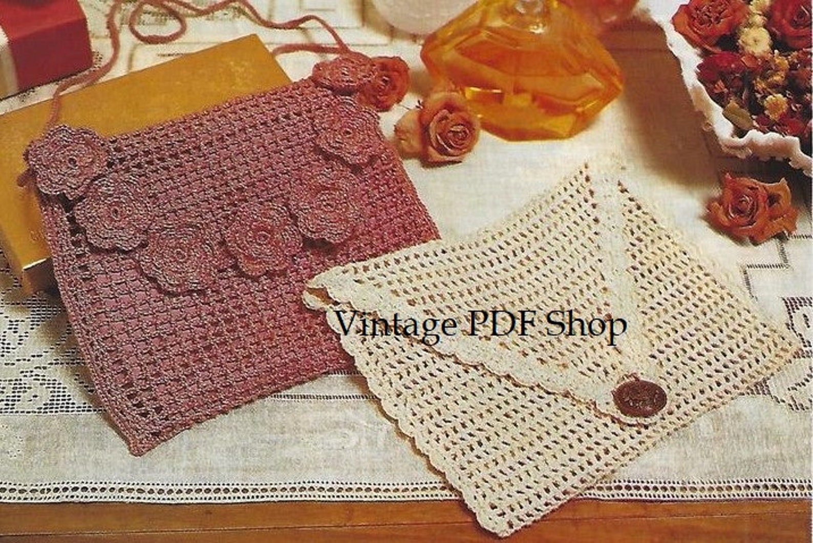 Vintage Victorian Crochet Patterns, Heart Sachets, Pincushions, Purses ...