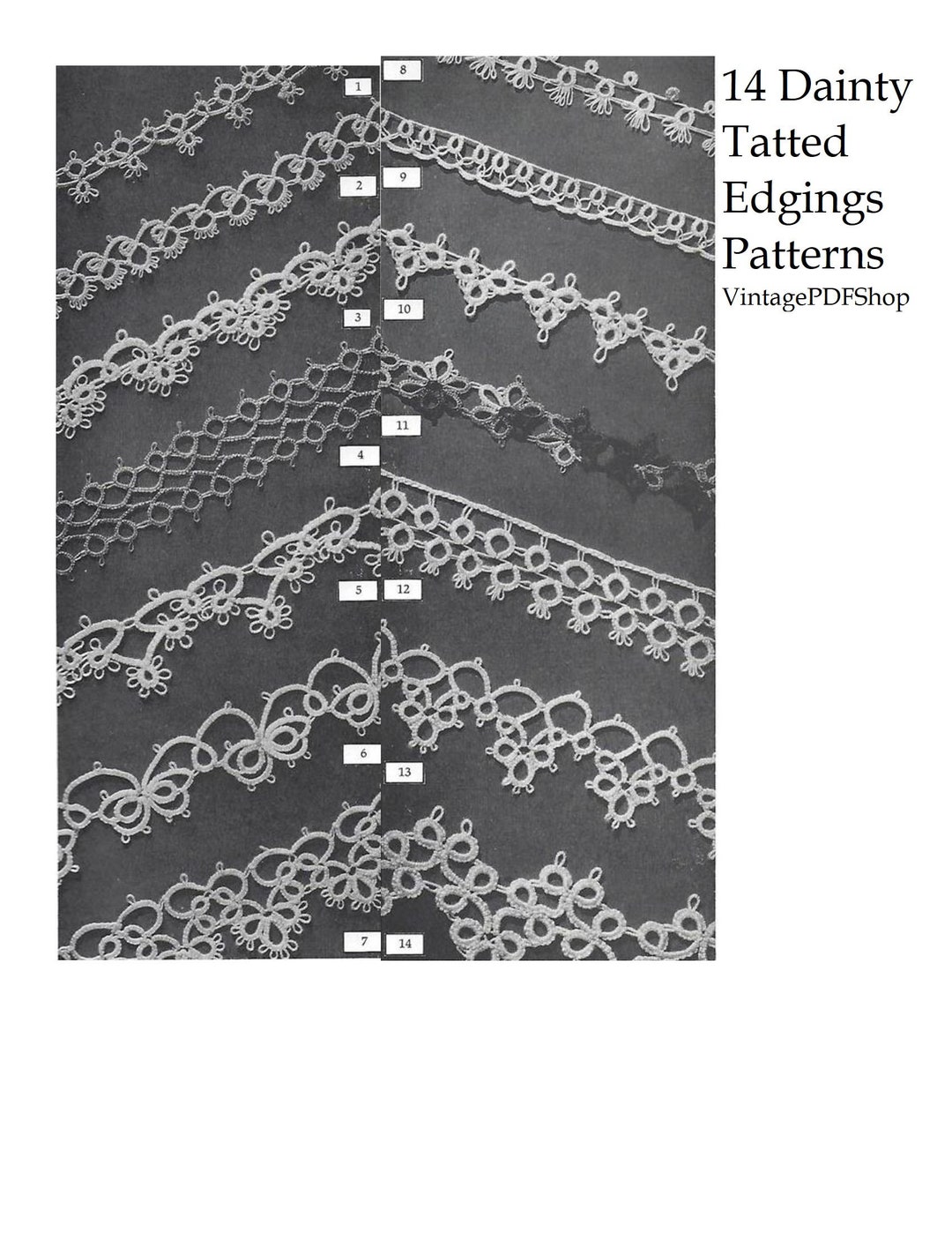 14 Vintage Dainty Tatted Edging Patterns Ebook PDF INSTANT Download ...