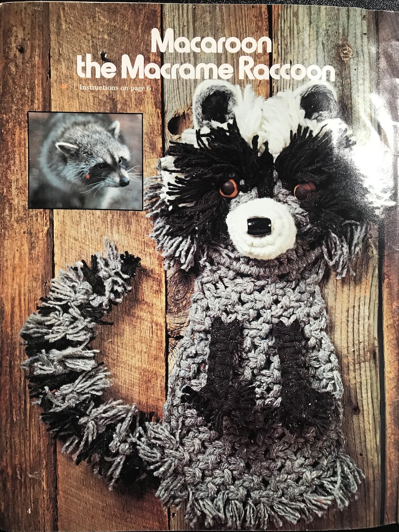 Macrame Animal Art Vol. II Pattern Booklet, Racoon, Sheep, Rabbit ...