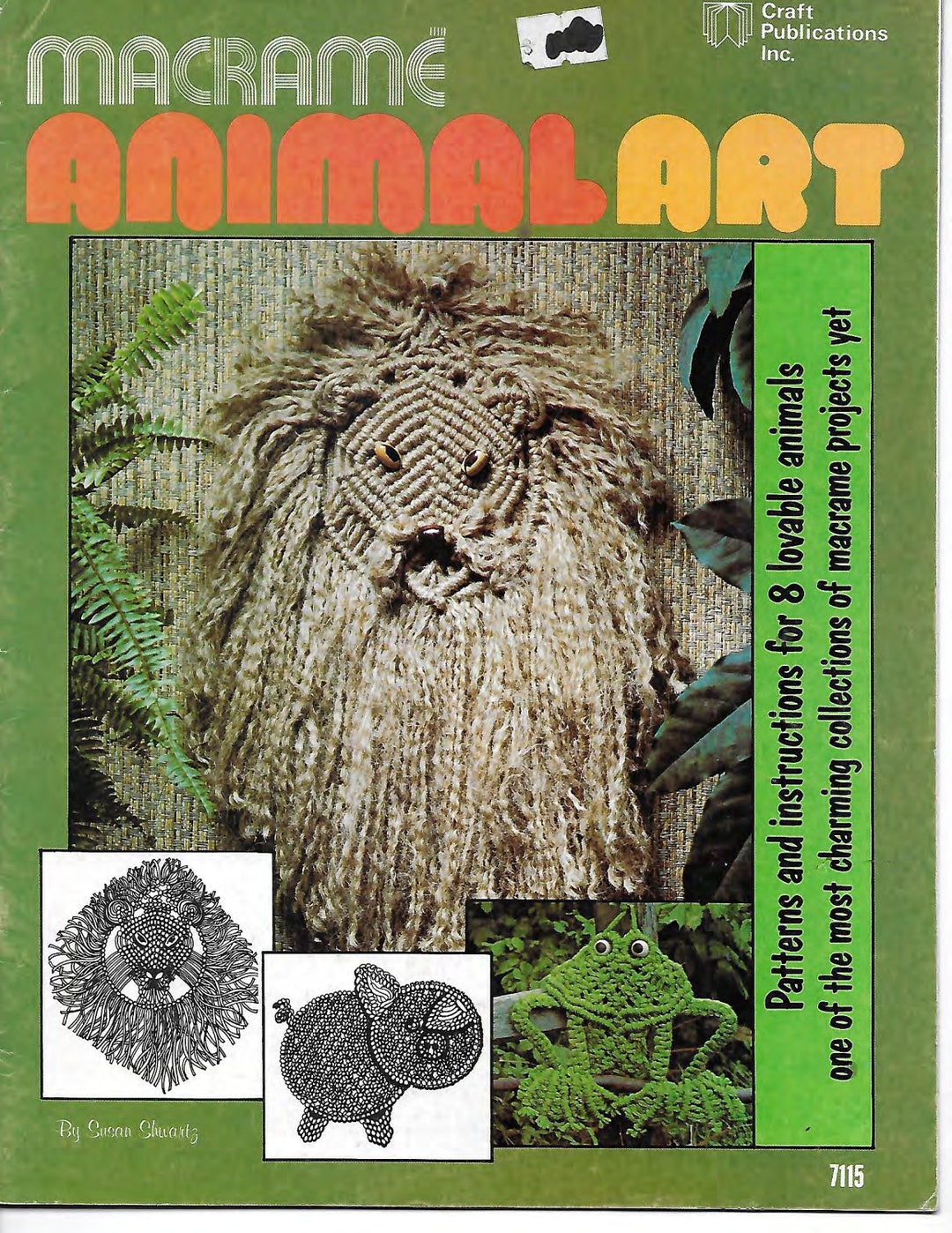 Macrame Animal Art Pattern Booklet, Lion, Pig, Frog, Elephant, Cat ...