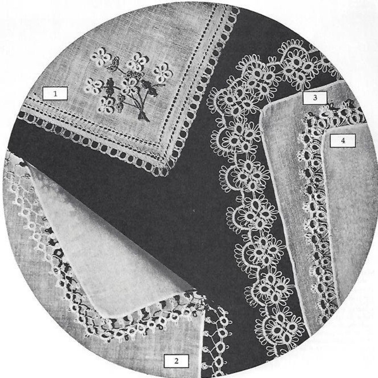 8 Vintage Tatted Handkerchief Hankie Centerpiece Edging Patterns Ebook ...