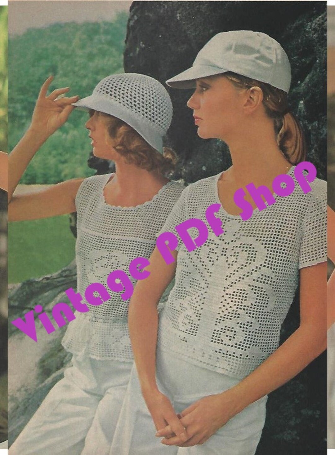 Vintage Crochet Pattern Filet Crochet Shell Blouses Sz 8-14 Woman PDF ...