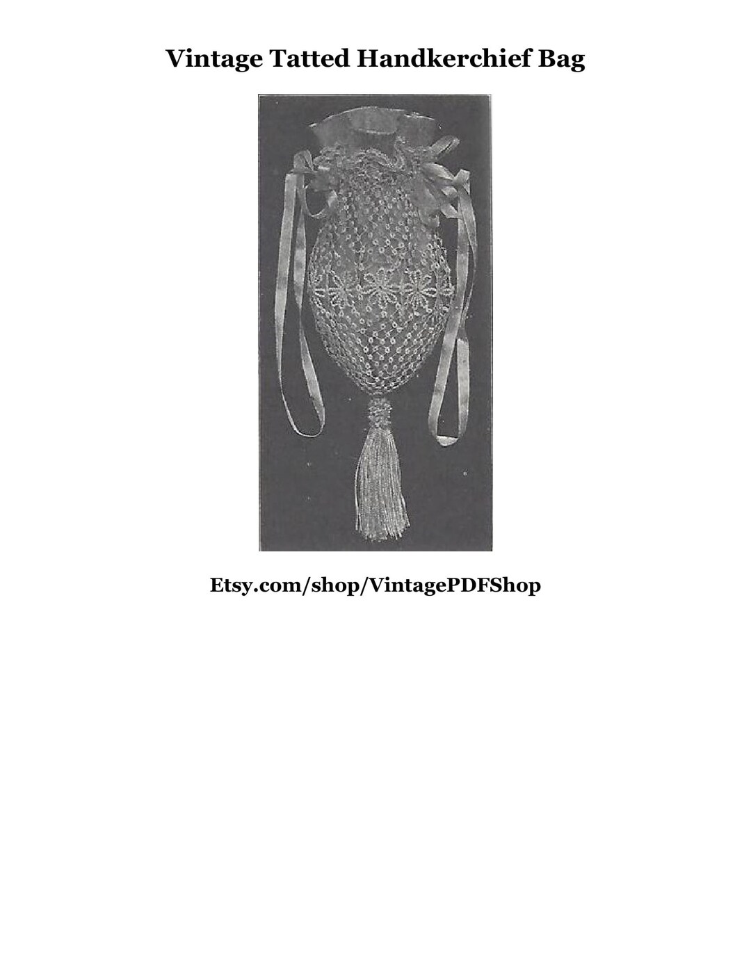 Vintage Tatted Handkerchief Bag Purse Pattern Ebook PDF INSTANT ...