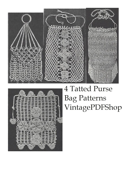 4 Vintage Tatted Bag Purse Patterns Ebook PDF INSTANT Download | Etsy