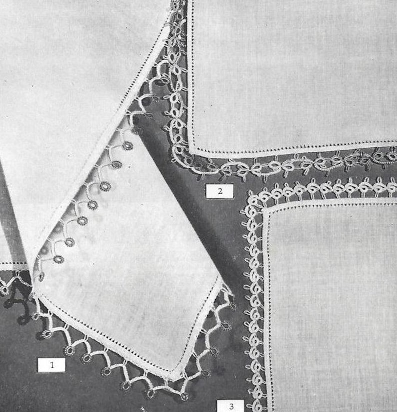 8 Vintage Tatted Handkerchief Hankie Centerpiece Edging Patterns Ebook ...