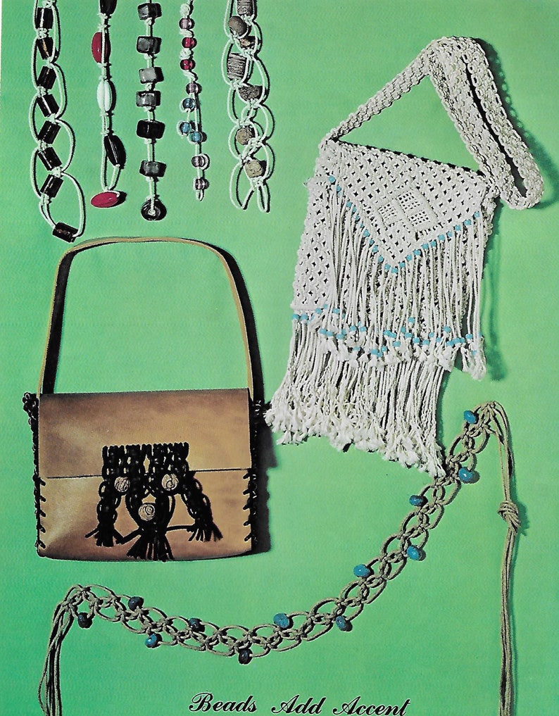 Vintage Macrame 12 Belt & Bag Designs With Knot Reference Section ...