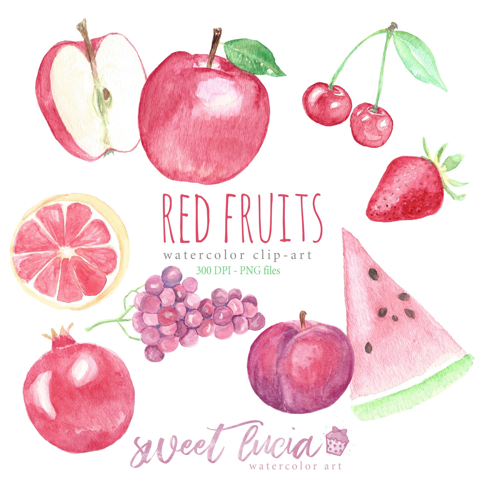 Fruit Watercolor Clipart Set Digital Download Instant Download Food ...