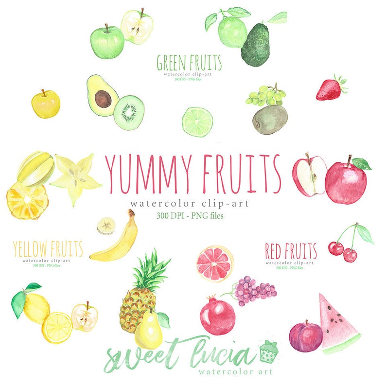 Fruit Watercolor Clipart Set Digital Download Instant Download Food ...