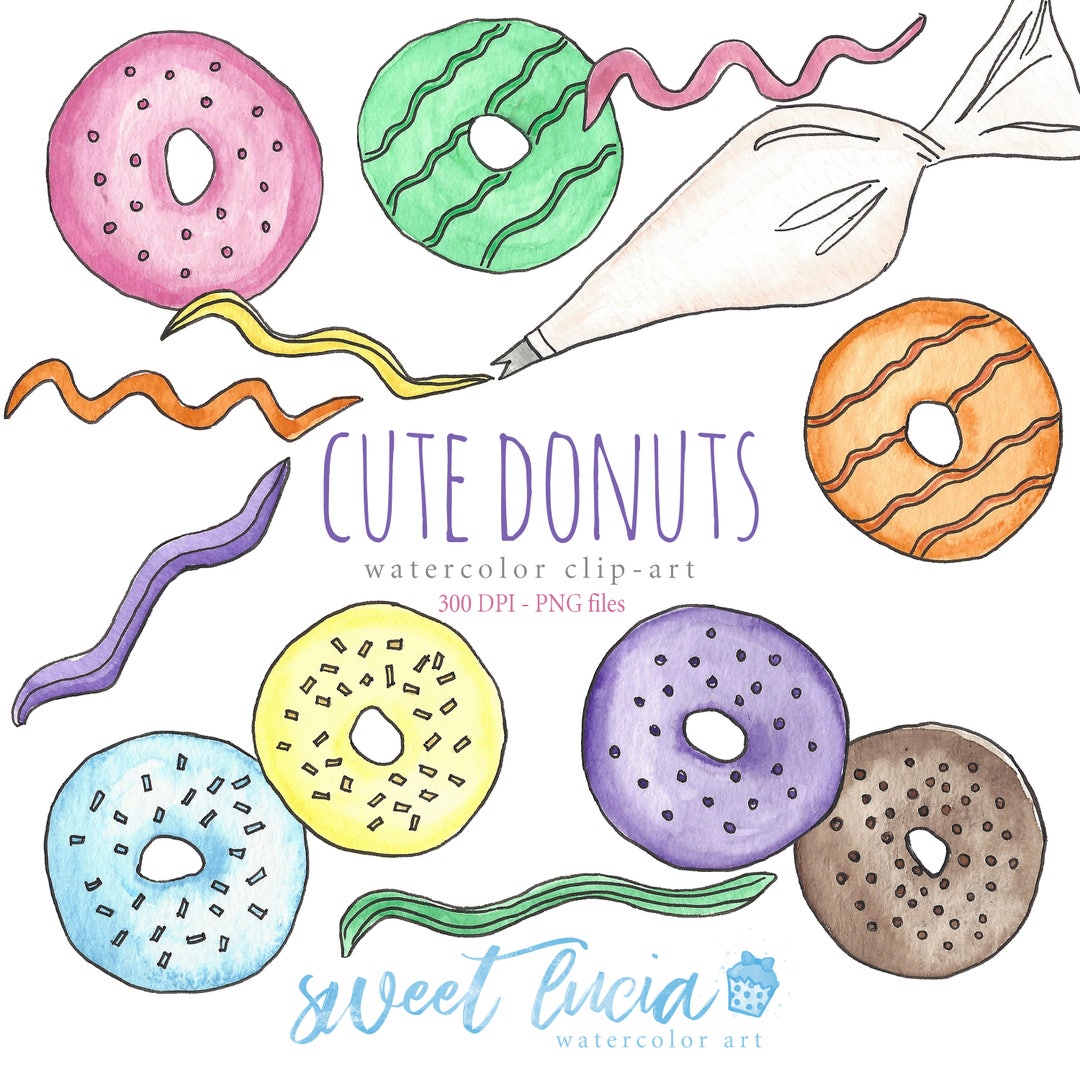 Watercolor Clip Art Donuts, Sweets, Art, Watercolour, Pastry, Cakes ...