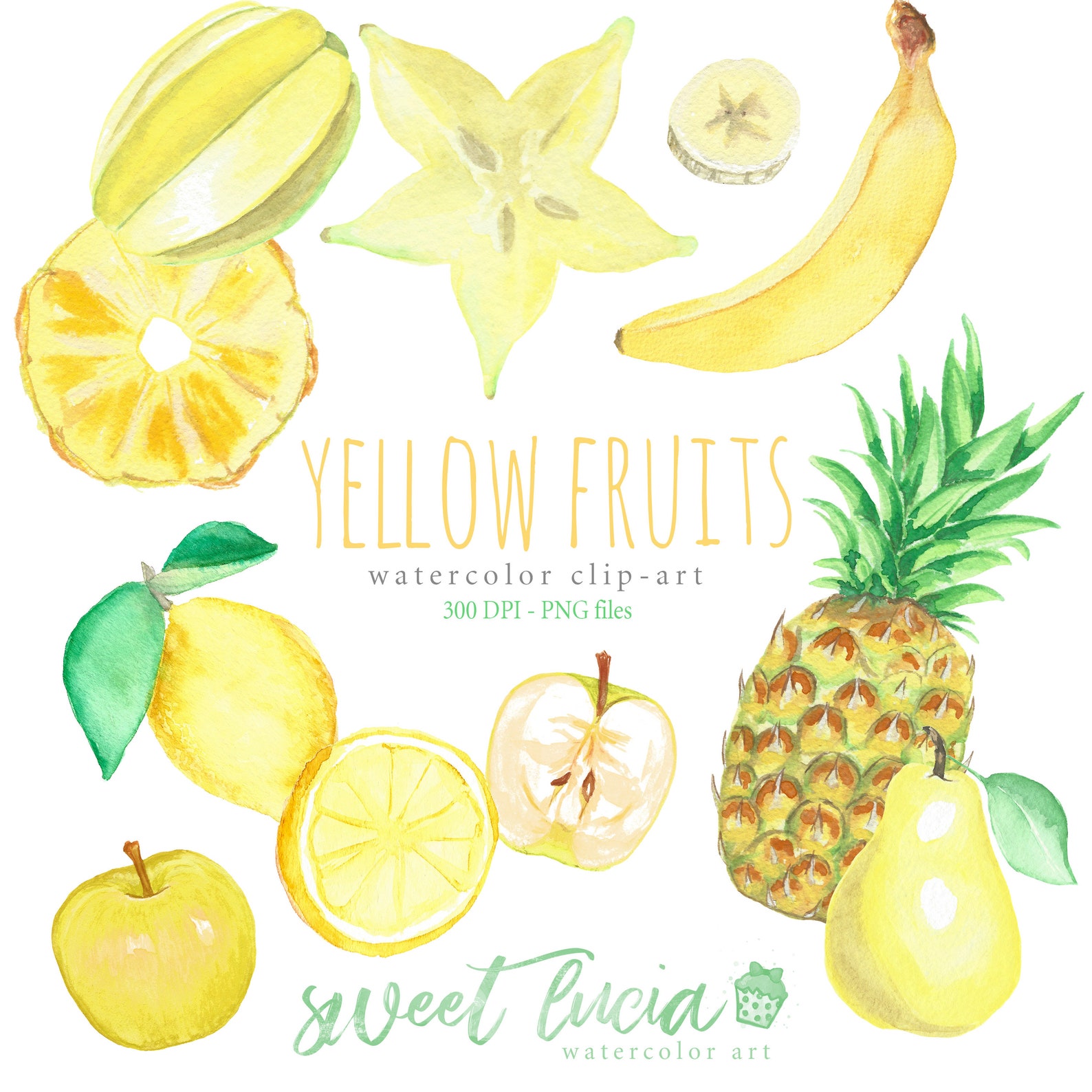 Fruit Watercolor Clipart Set Digital Download Instant Download Food ...