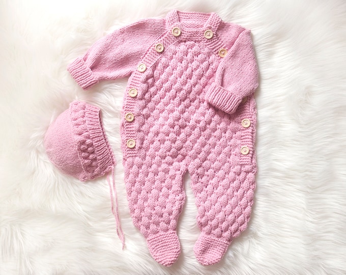 KNITTING PATTERN PDF 3-6 Months Baby Romper & Hat Knit, Footie One ...