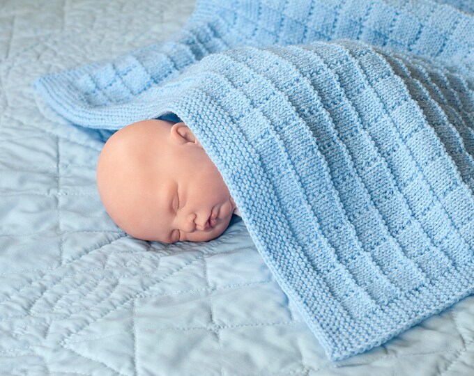 KNITTING PATTERN PDF, Knitted Baby Afghan, Garter Stitch Blanket ...