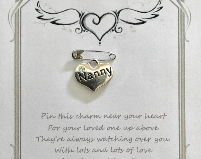 Loving Memory, Memorial, Nanny, Nan, Nana, Heart Charm, Sympathy ...