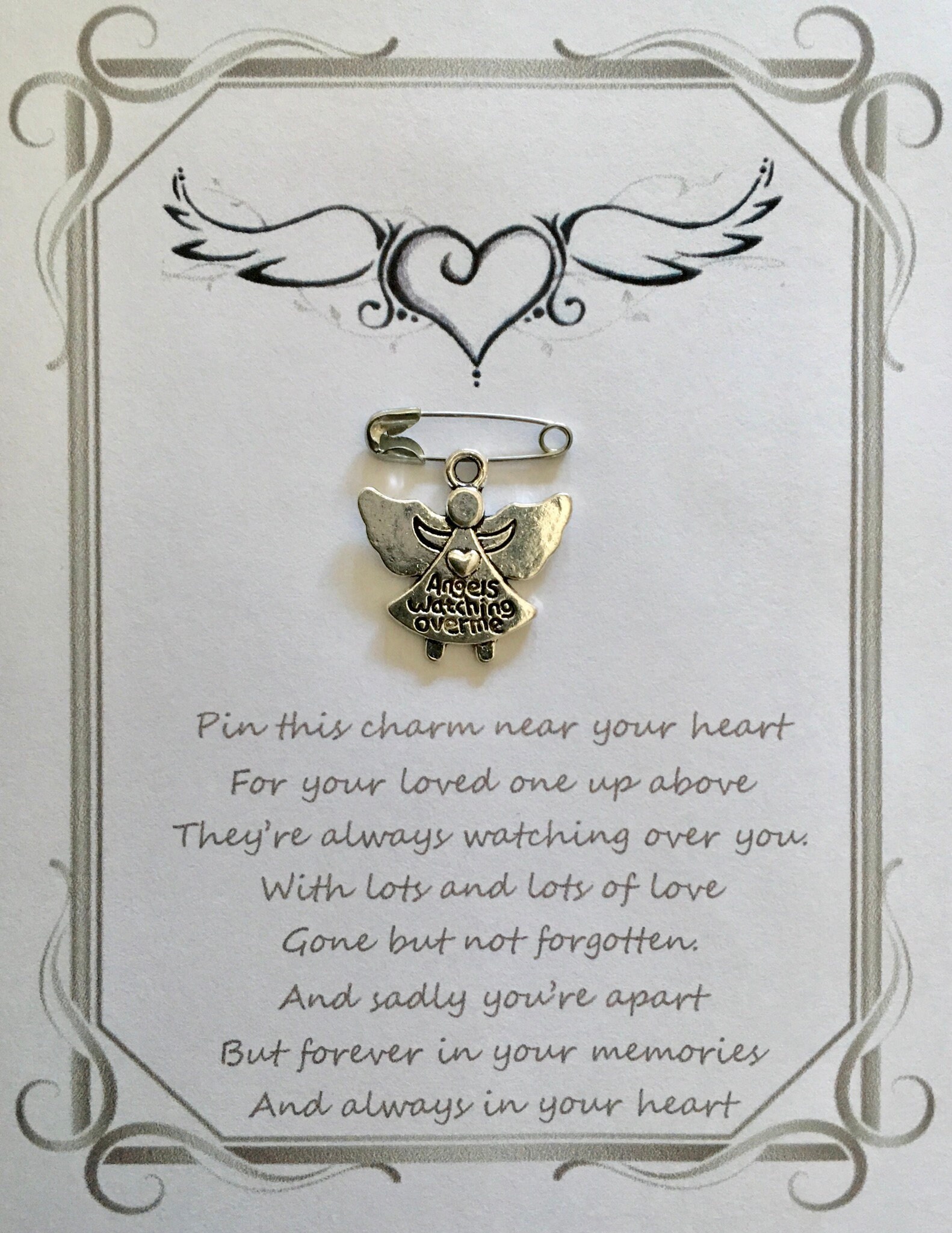 Loving Memory, Memorial, Heart Charm, Sympathy, Funeral, Bracelet or ...