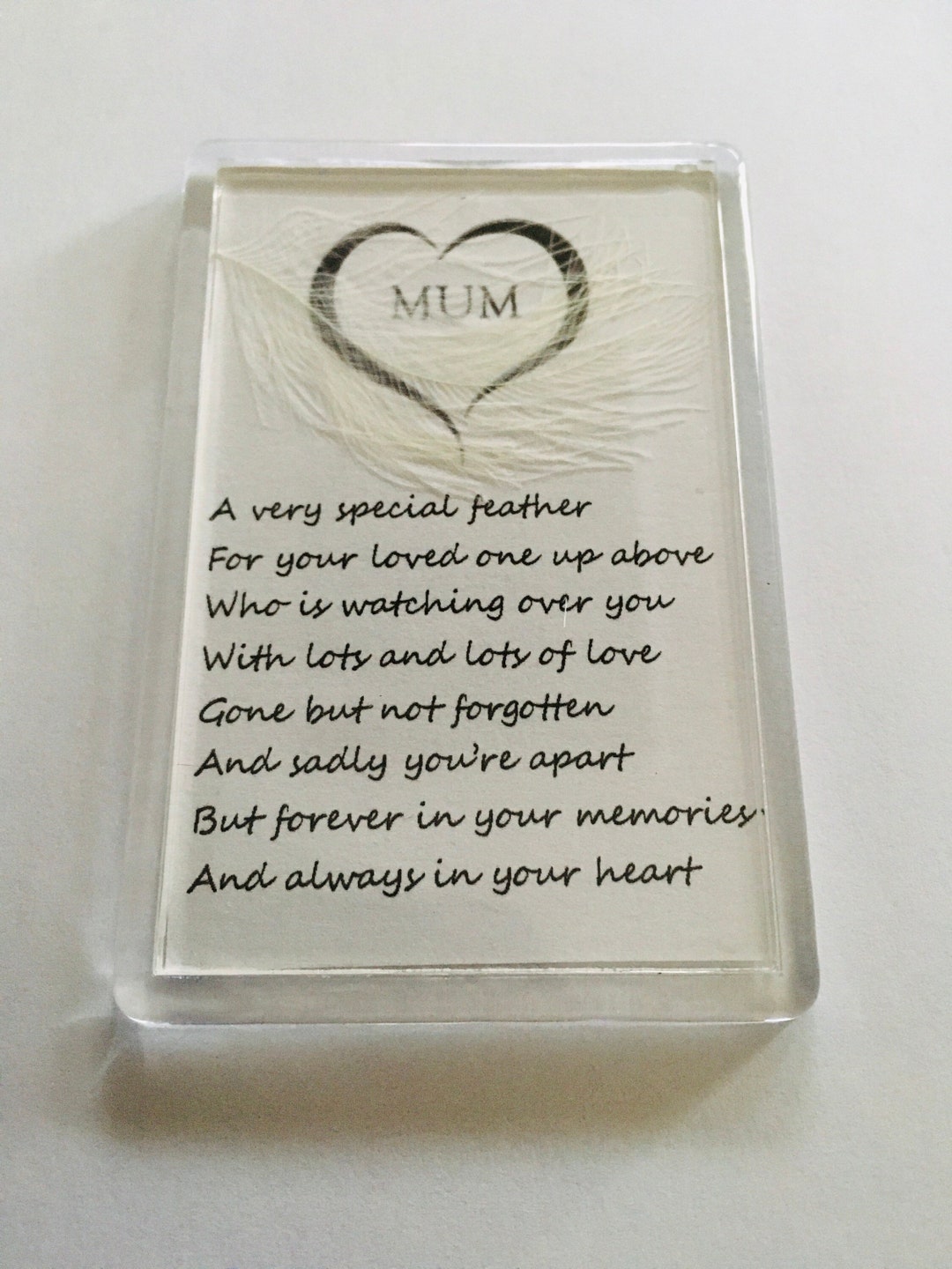 Loving Memory, Memorial, Mum, Mummy, Feather, Magnet, Sympathy, Funeral ...