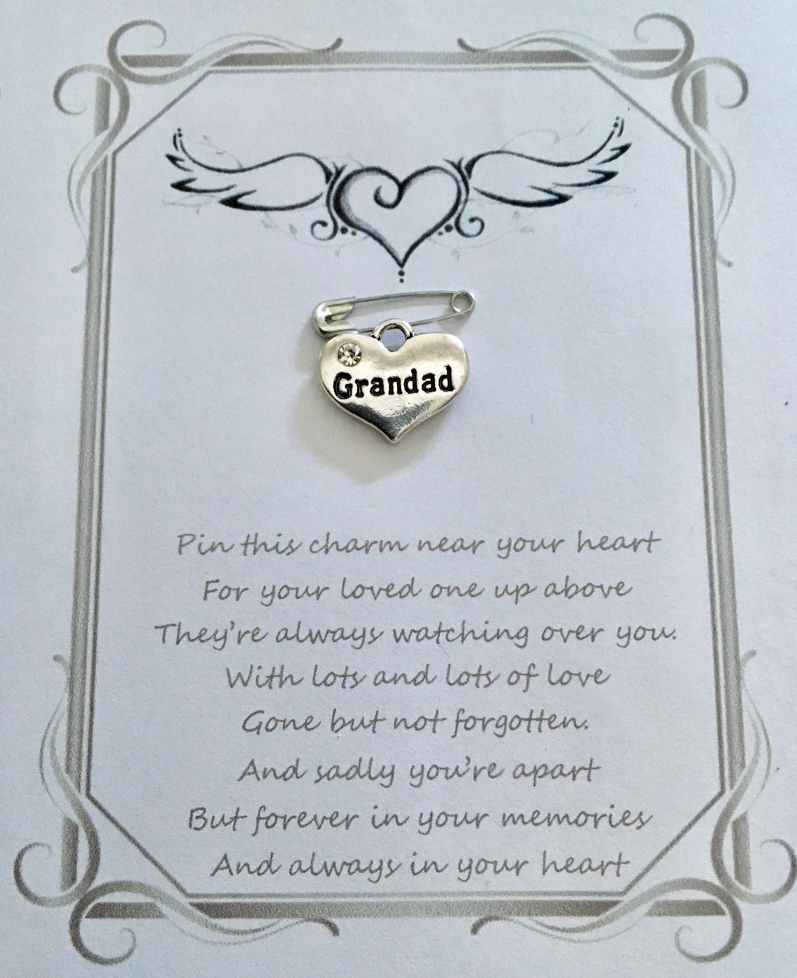 Loving Memory Memorial Gran Grandma Grandad Heart Charm | Etsy