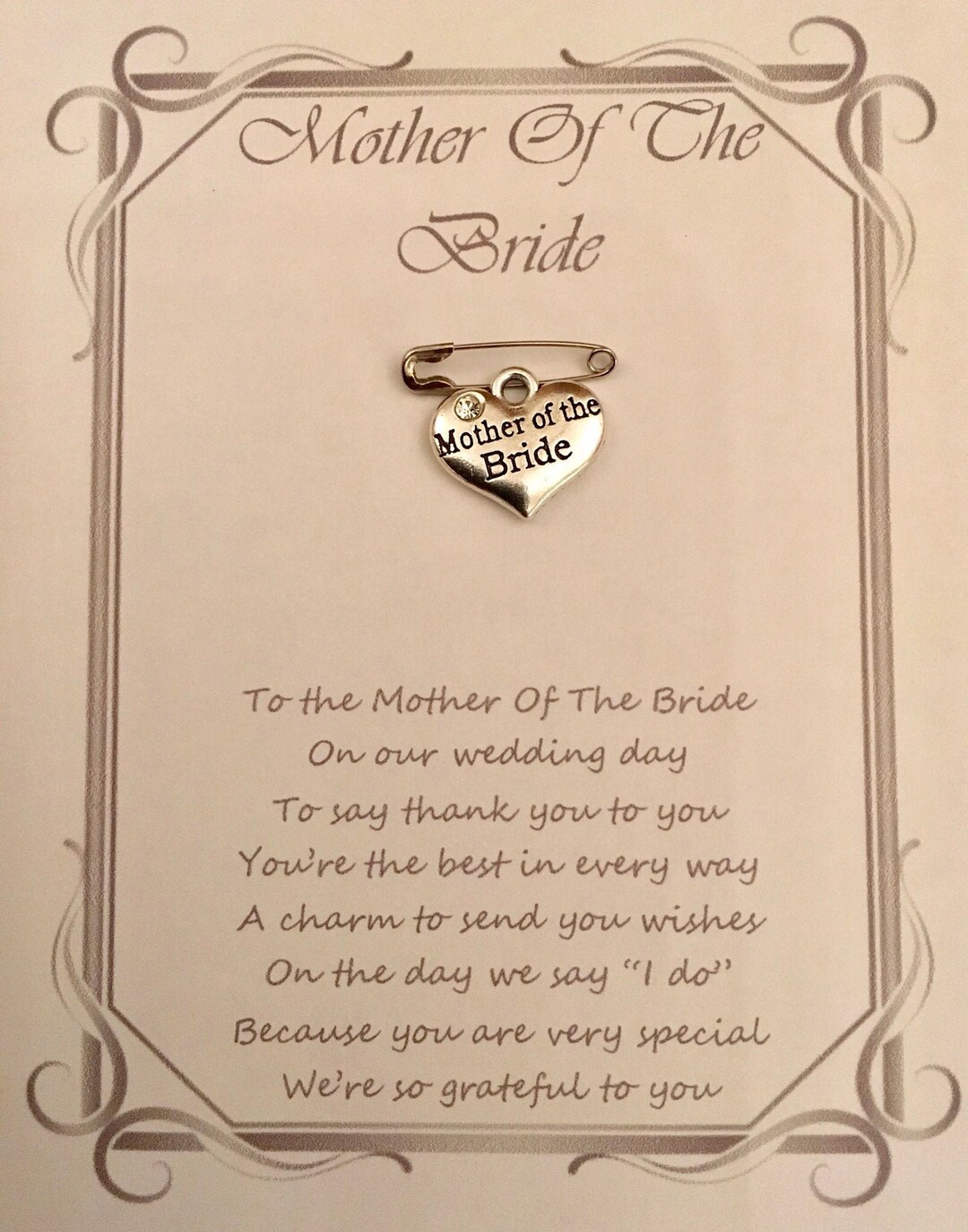 Thank You, Mother of the Bride, Wedding, Wishes, Heart Charm, Bracelet ...