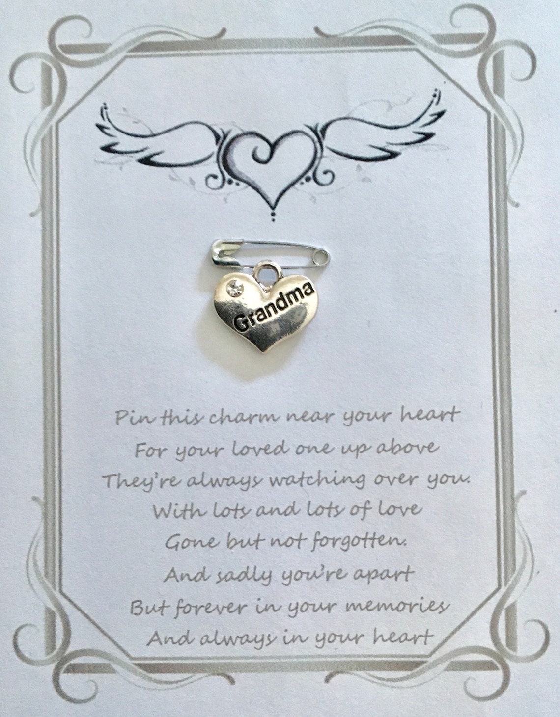 Loving Memory Memorial Gran Grandma Grandad Heart Charm | Etsy