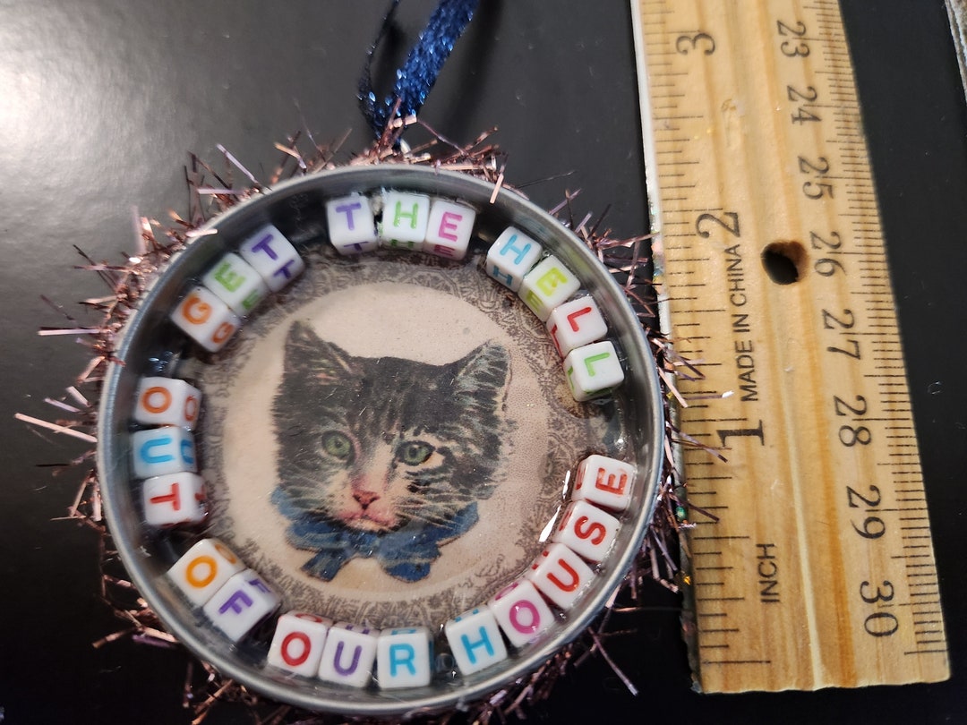 Grumpy Funny Cat Christmas Ornament - Etsy