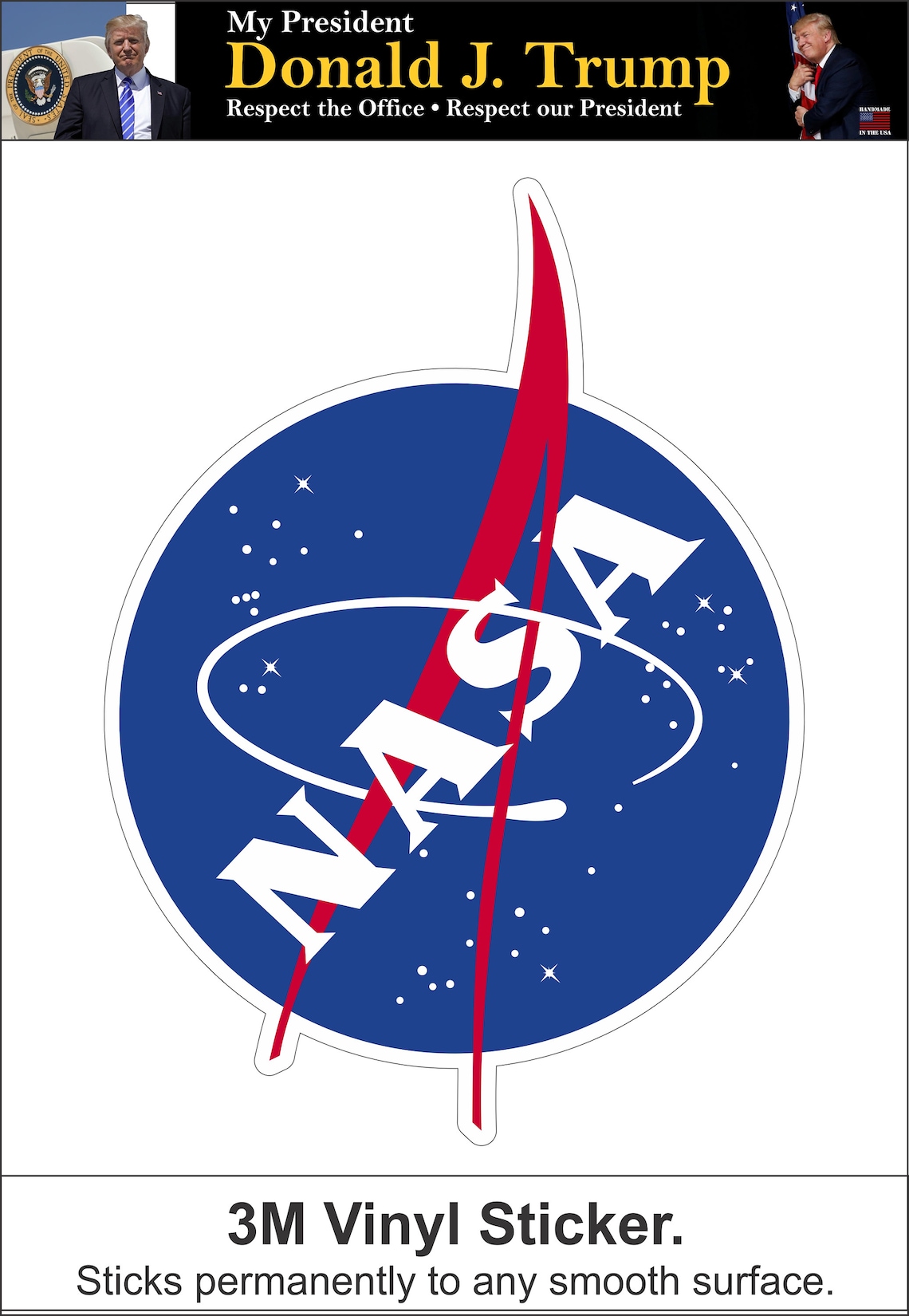 NASA Sticker 3M Vinyl Sticks to any smooth surface Last 3 5 | Etsy