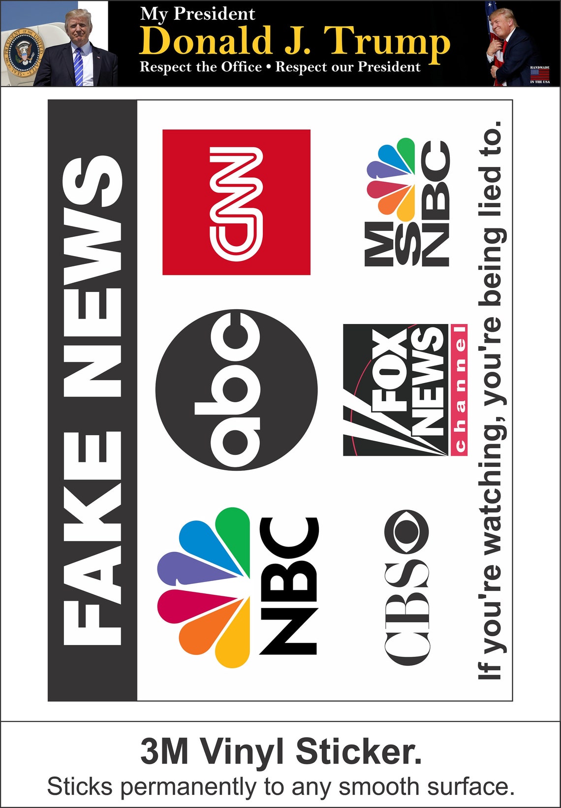 Fake News Stations Sticker 3M Vinyl Sticks to Any Smooth | Etsy