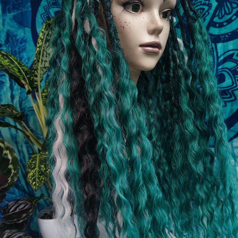 Rizos bohemios color verde azulado esmeralda con rastas: extensiones ...