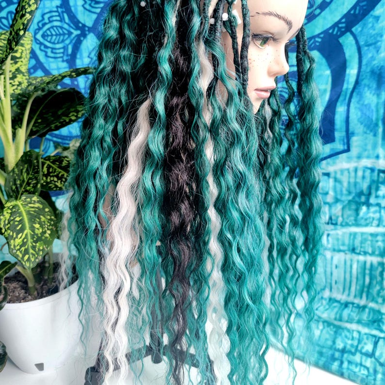 Rizos bohemios color verde azulado esmeralda con rastas: extensiones ...