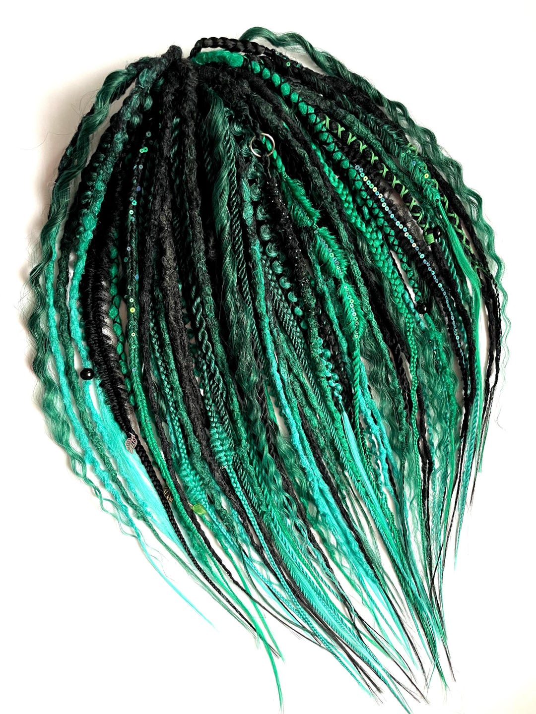 Forest Glow: Handmade Dreadlocks in Deep Green and Black DE/SE Set - Etsy