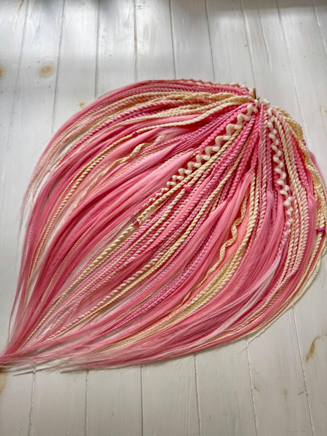 Strawberry Cream Braids – Pastel Pink Vanilla Synthetic Hair Extensions ...