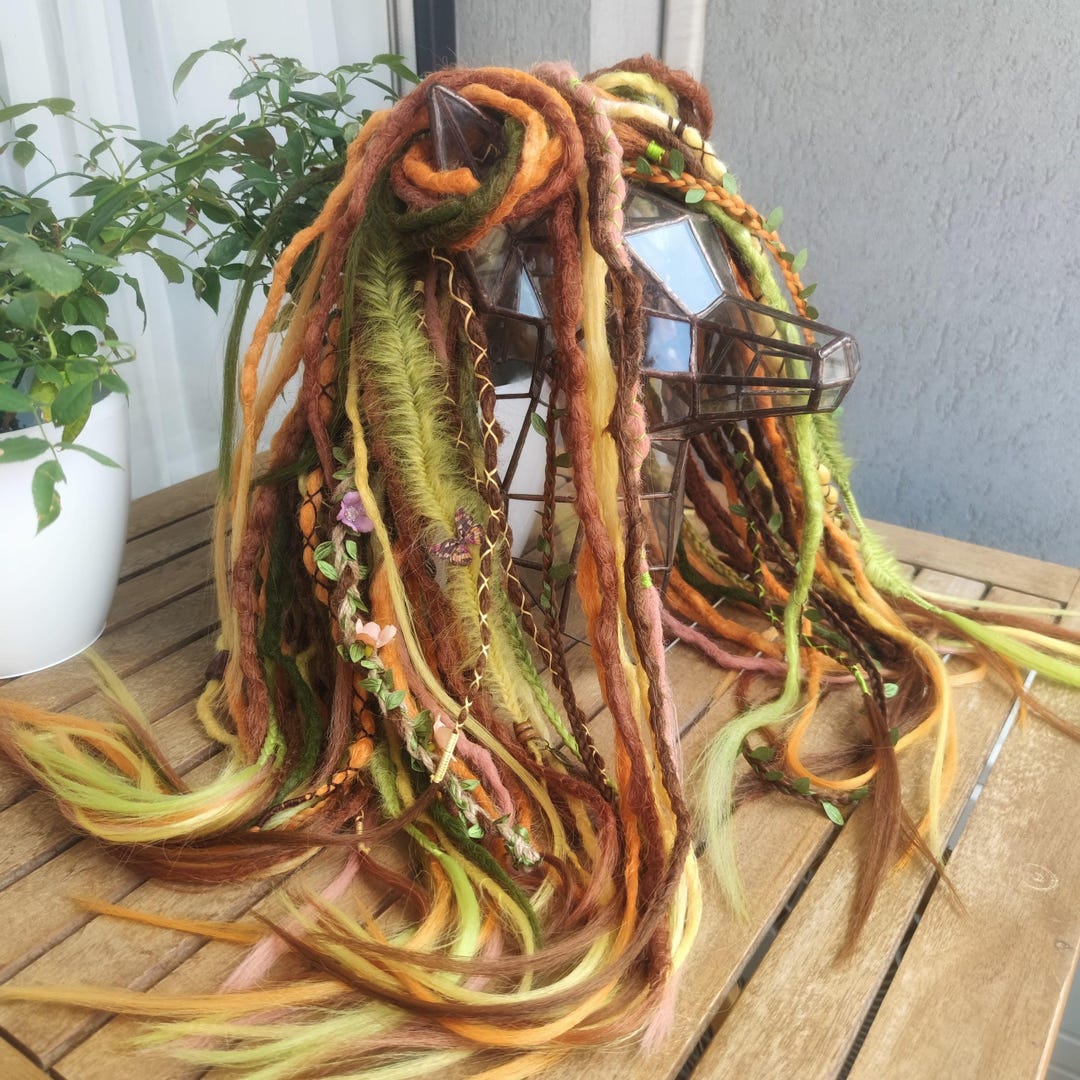 Brown and Green Festival Dreadlocks Set - Crochet Synthetic With ...