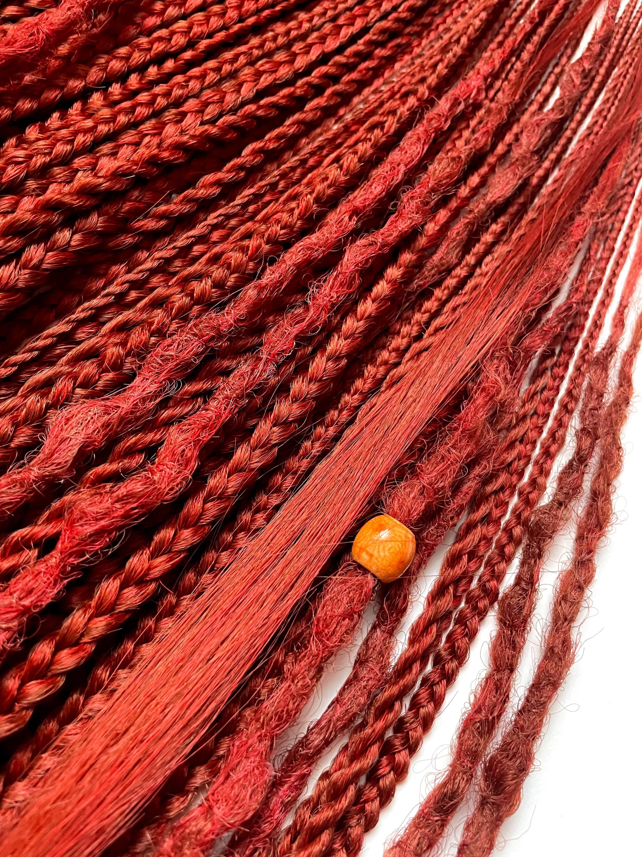 Terracotta Red Boho Dreadlock Set — DE Synthetic Dreads and Braids Mix ...