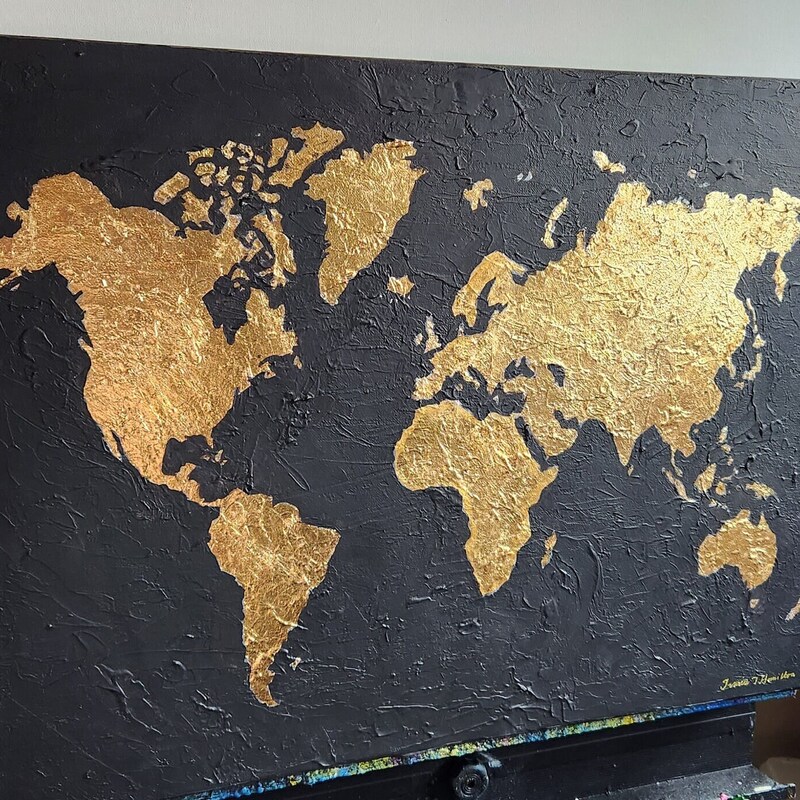 Gold Foil World Map - Etsy