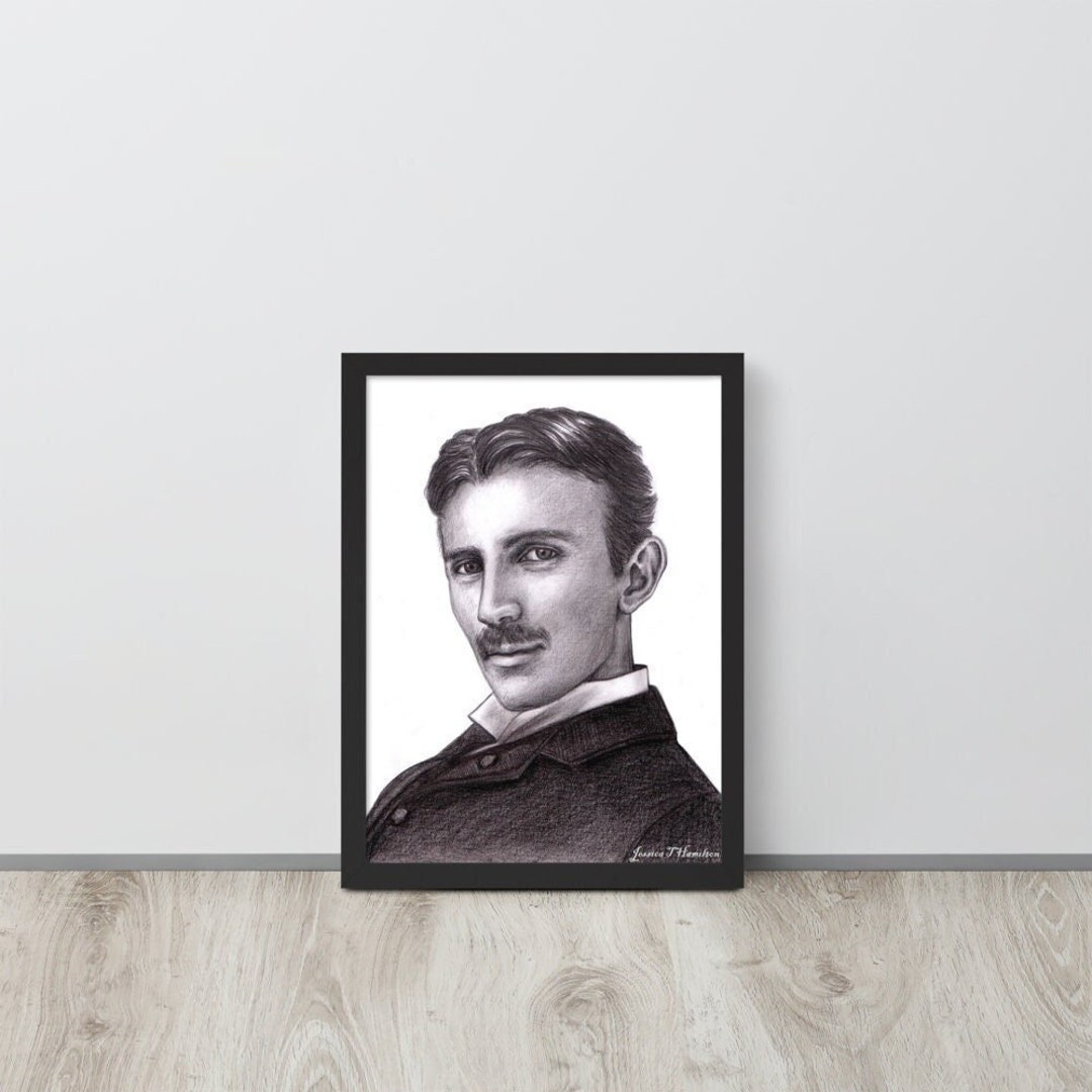 Framed Art Print of Nikola Tesla Wall Art Poster Portrait - Etsy