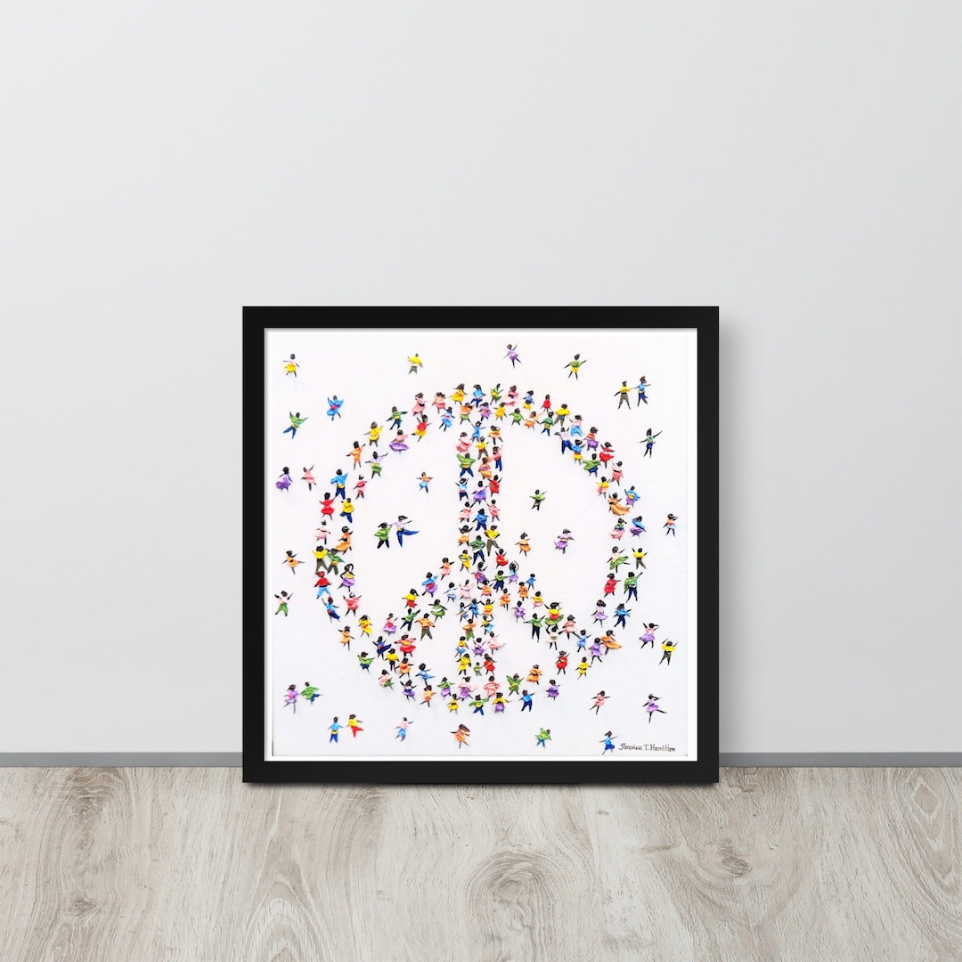 Framed Peace Sign Art Print: Colorful Dancers, Rainbow Hippie Gift - Etsy