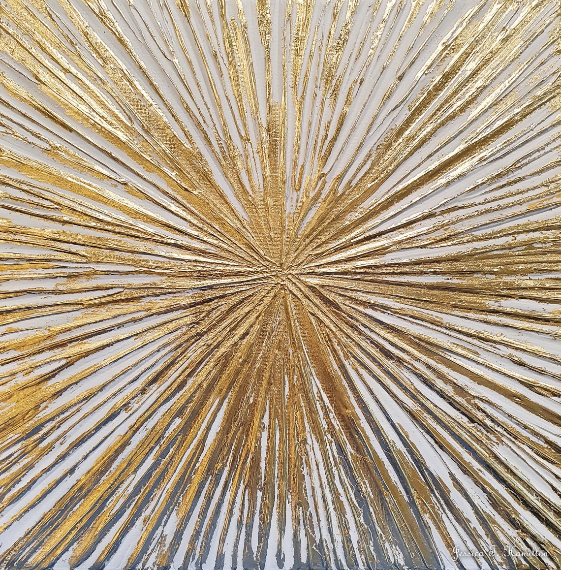Gold Leaf Sunrays Abstract Geometric Art Gold Texture Canvas - Etsy