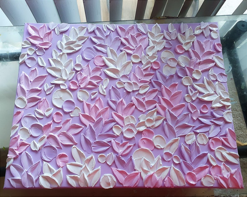 Original Painting Purple Breeze Textured Canvas Wall Art 3D - Etsy