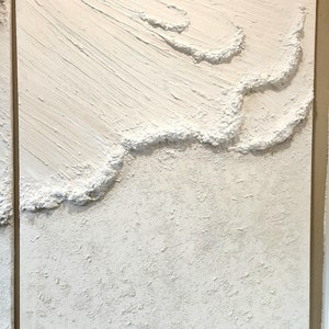 Set of Two Beach Ocean Waves Painting, Textured Plaster 3D Waves on ...