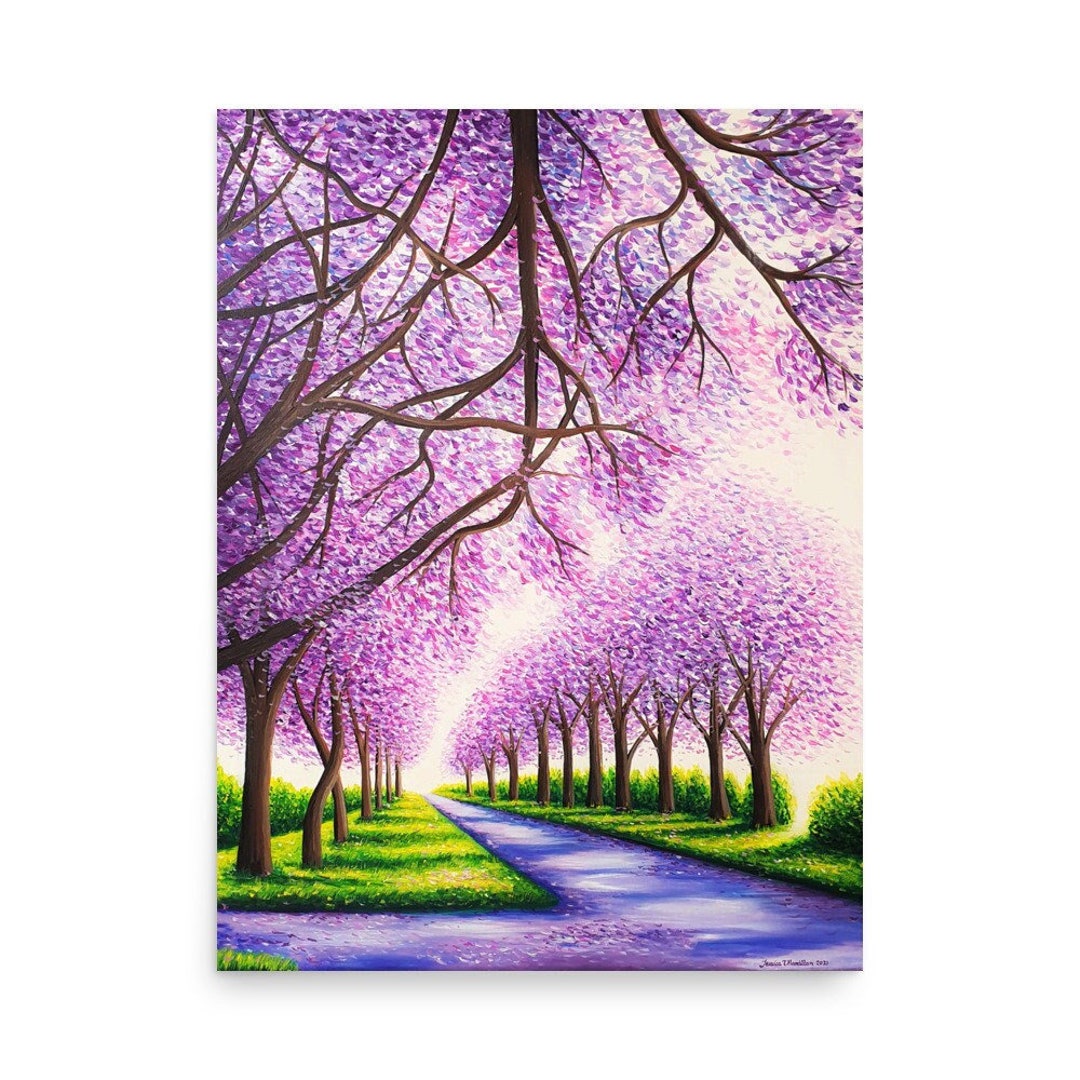 Jacaranda Acrylic Painting Purple Tree Path Impressionist Landscape