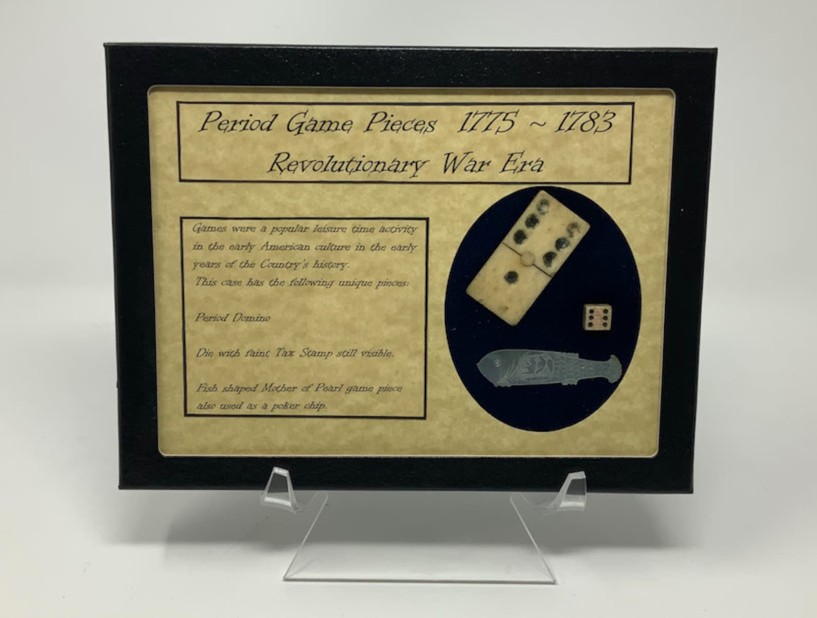 Revolutionary War Era Game Pieces Domino, Stamp Act Dice, & Poker Chip ...