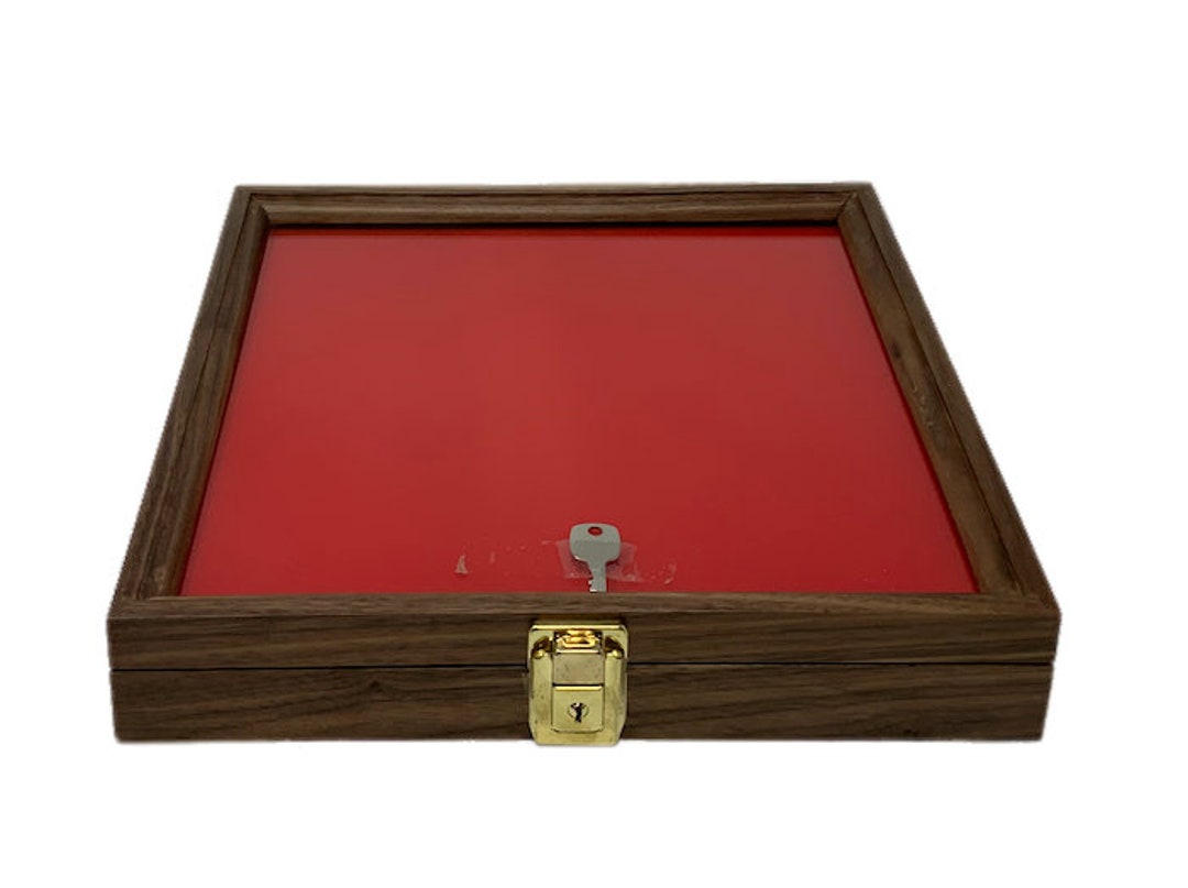 Walnut Wood Display Case 12 X 12 X 2 for Arrowheads Knifes Collectibles ...
