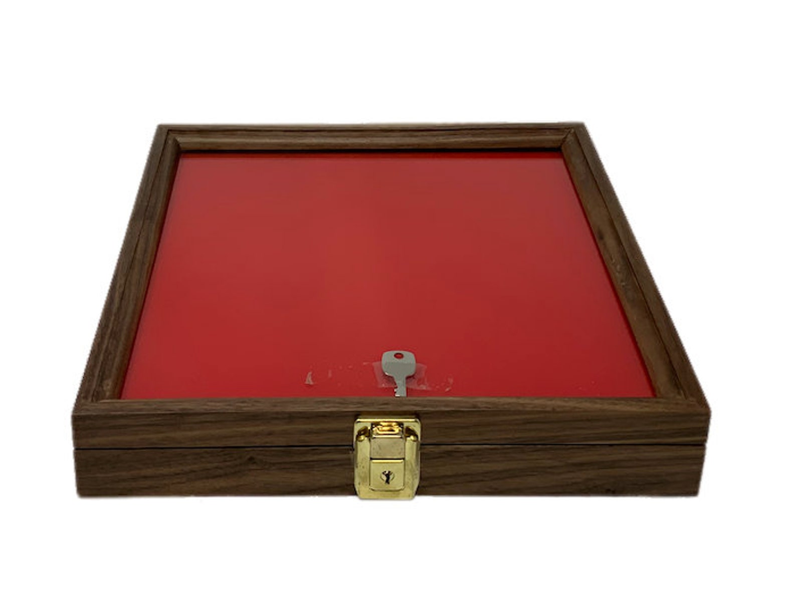 Walnut Wood Display Case 12 X 12 X 2 for Arrowheads Knifes Collectibles ...