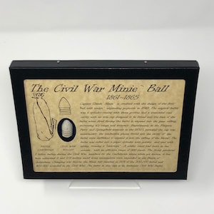The Civil War Mini Ball Relic in Glass Topped Display Case 6 X 8" and ...